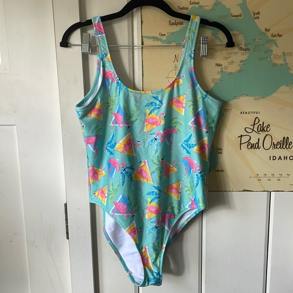 chubbies | Swim | Chubbies One Piece Swim Suit Teal Flamingo | Poshmark